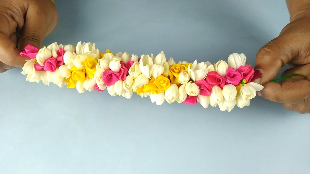 HOW TO STRING SPIRAL JASMINE I MALLI POO GARLAND I Easy BRIDAL Jadai ...