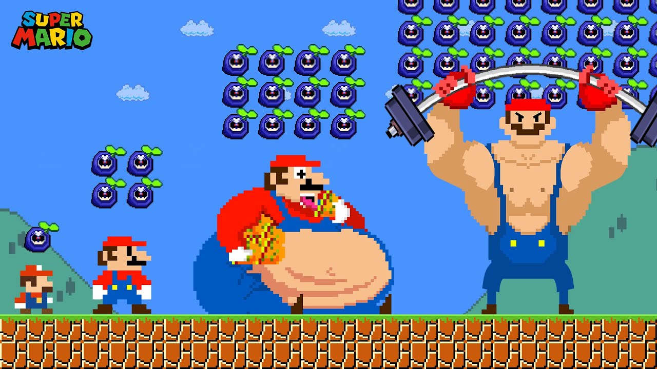 Upgrading Mario from FAT to MUSCLE with Every Seed Powerups | Mario ...