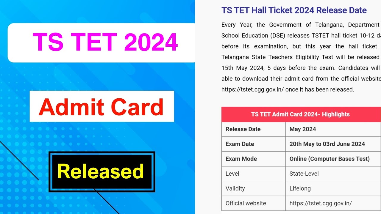 TS TET 2024 Admit Card Released | TS TET 2024 Admit Card Declared | MDE ...