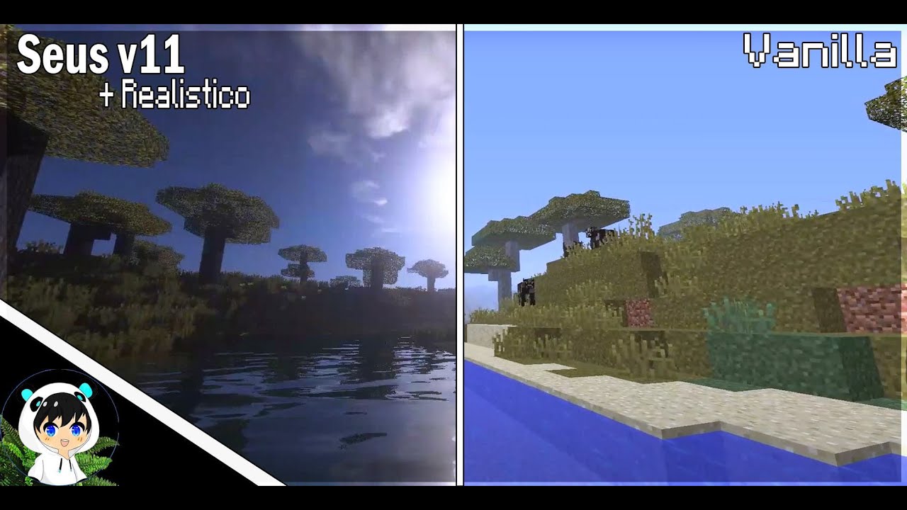 Minecraft : Shader SEUS V11 + Realistico vs Vanilla [ 60 FPS ] - YouTube