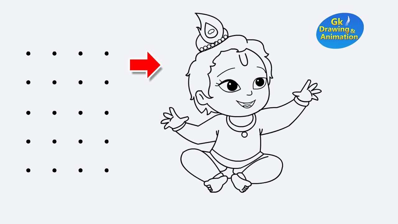How to draw Bal Krishna dots drawing easy and simple step by step | बल ...