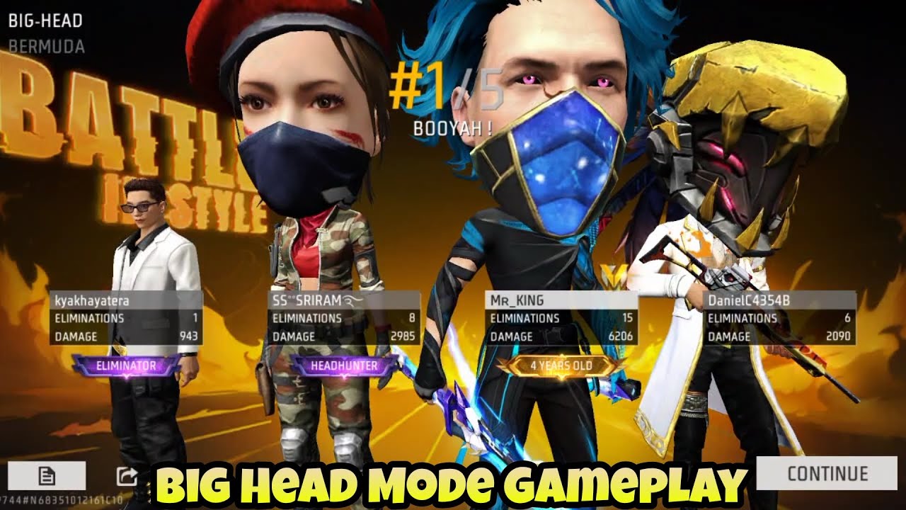 Big Head Mode Gameplay | Free Fire New Big Head Mode | Big Head Mode Gameplay in Free Fire - YouTube