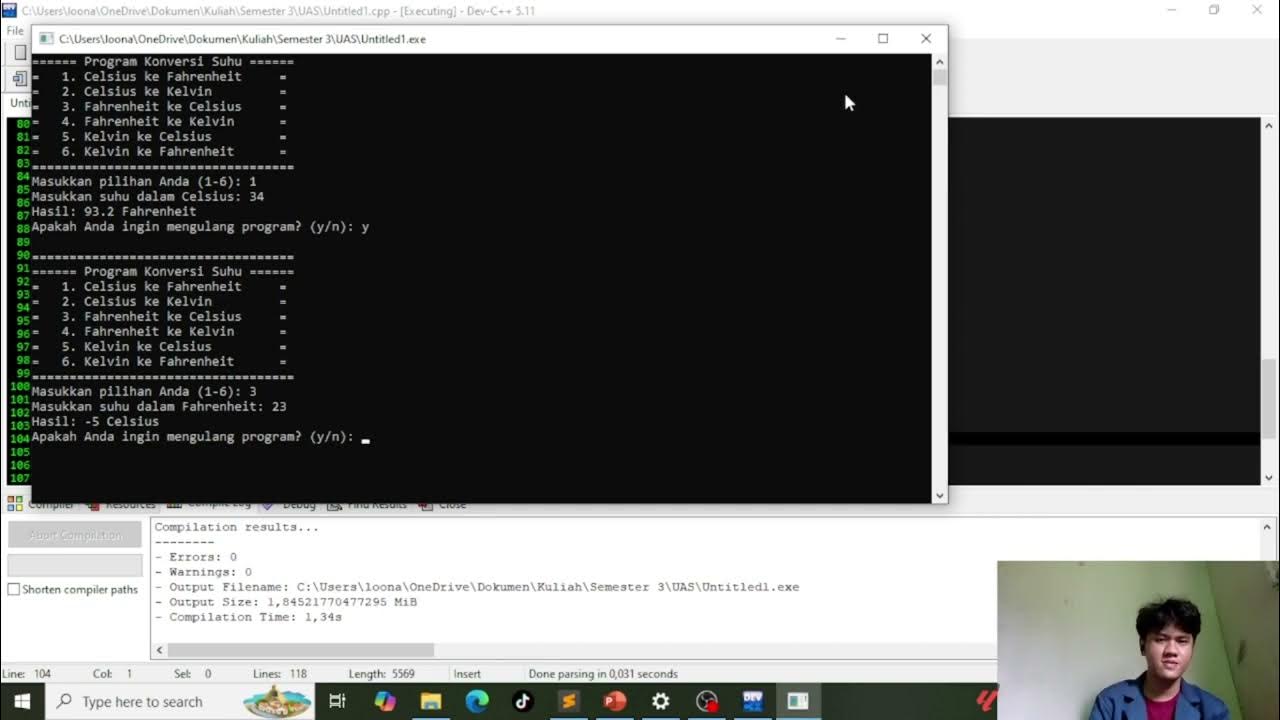 Final Project C++: Program Konversi Suhu + Riwayat Hasil (UAS Pemrograman Terstruktur) - YouTube