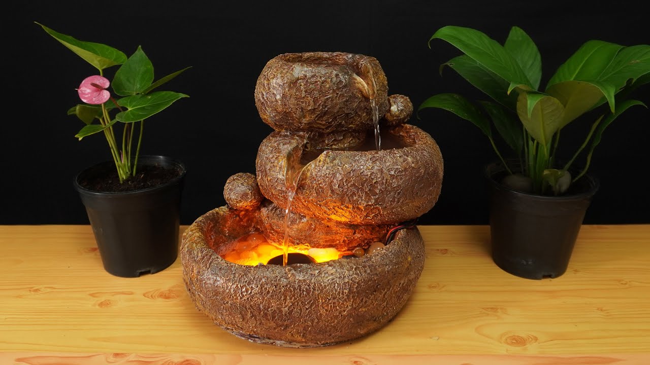 Making Amazing Rock Fountain at Home | DIY Tabletop Water Fountain ...