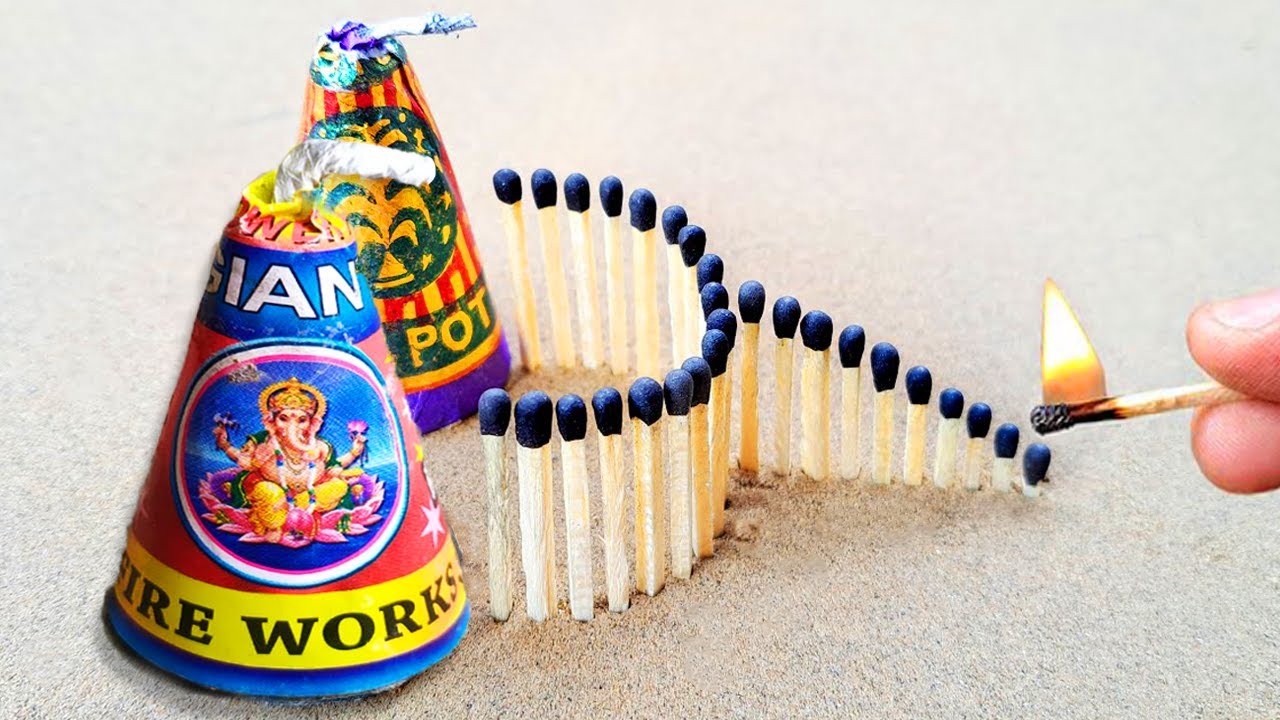 Matchstick Chain Reaction vs Flower Pot Crackers - YouTube