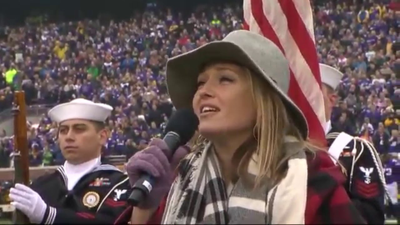 Anuhea sings the National Anthem - Vikings vs. Seahawks NFL game - YouTube