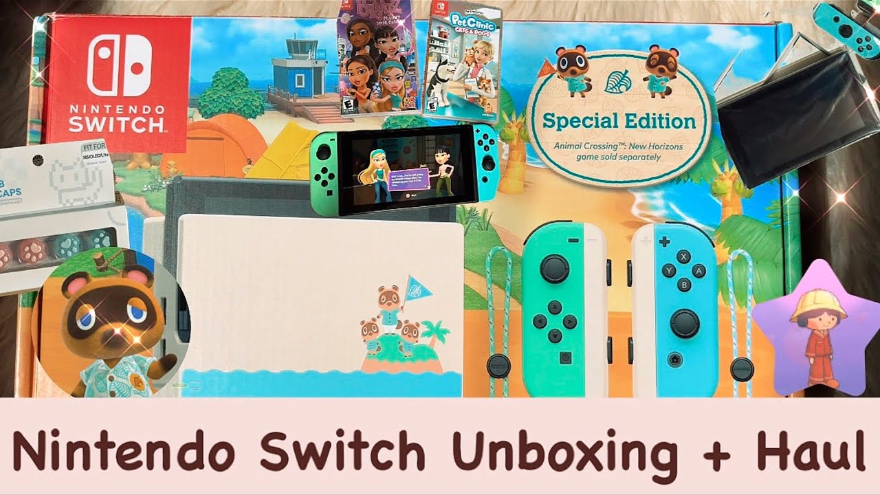 Nintendo Switch (Animal Crossing Edition) // Unboxing and Haul. - YouTube