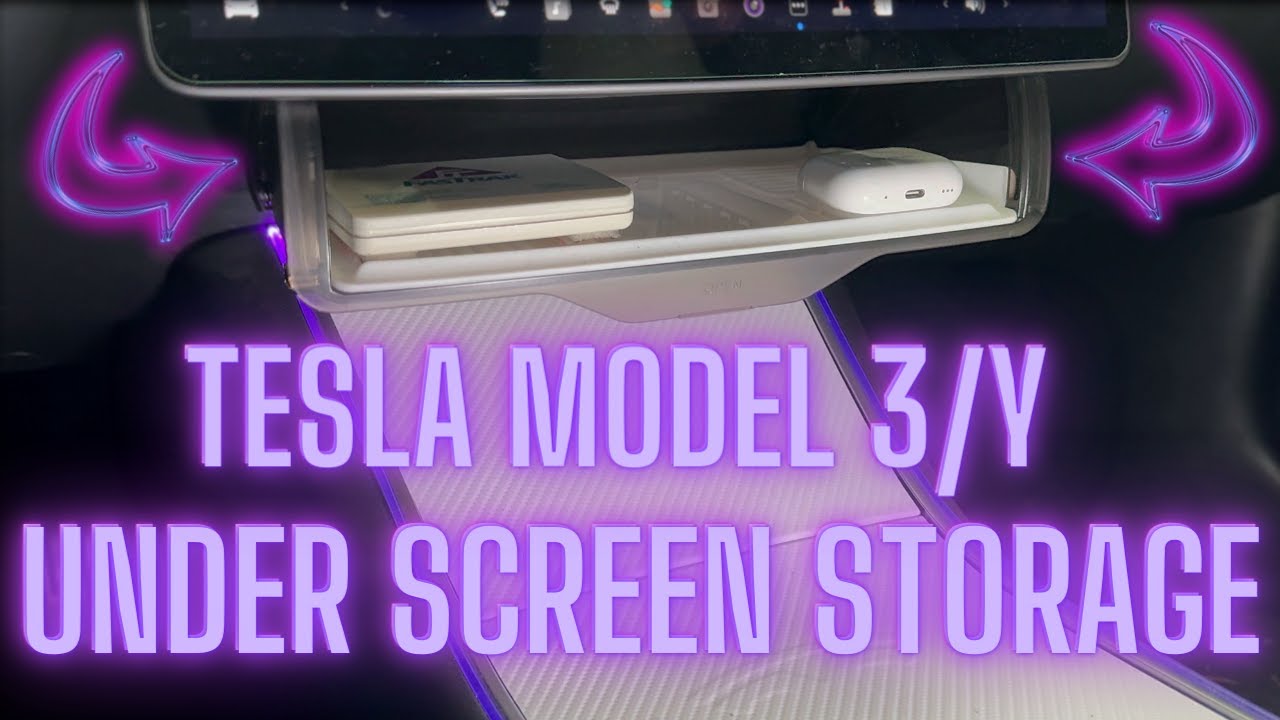 Hidden Central Control Screen Lower Storage Box Tesla Model 3/Y - YouTube
