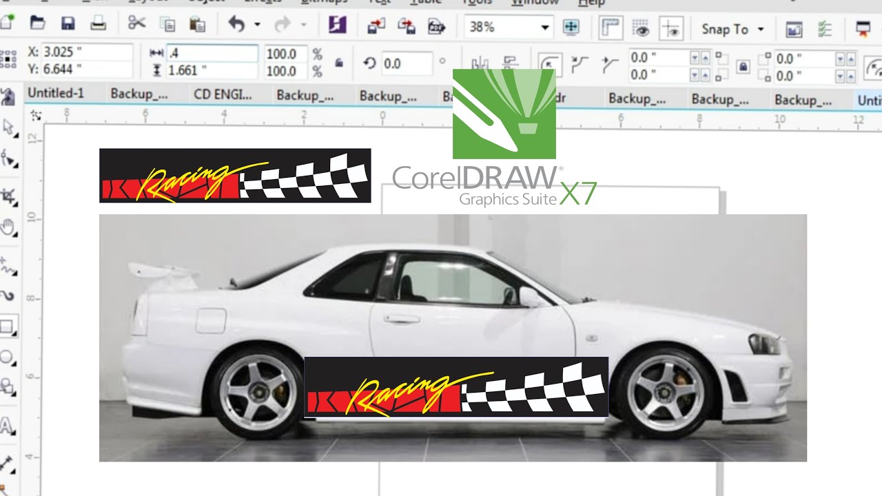 How to make Car racing sticker design in coreldraw x7 | coreldraw ...