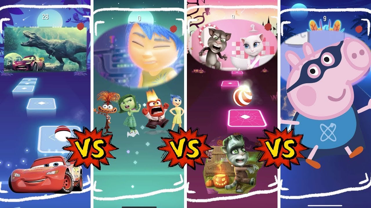 Lighting Mcqueen 🆚 Inside Out 🆚 Talking Tom 🆚 Peppa Pig | Tiles Hop ...
