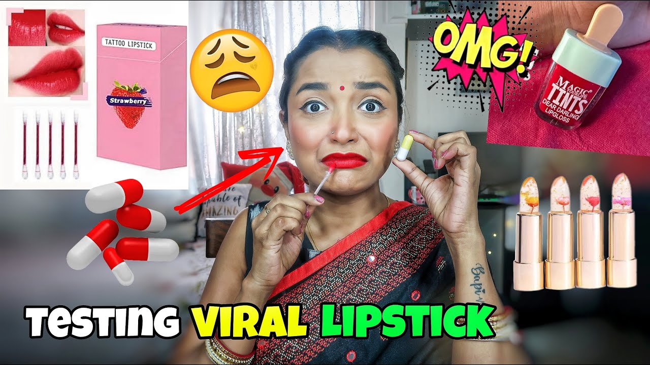 Testing VIRAL LIPSTICKS Gone Wrong - Korean COTTON SWAB TATTOO Lipstick ...