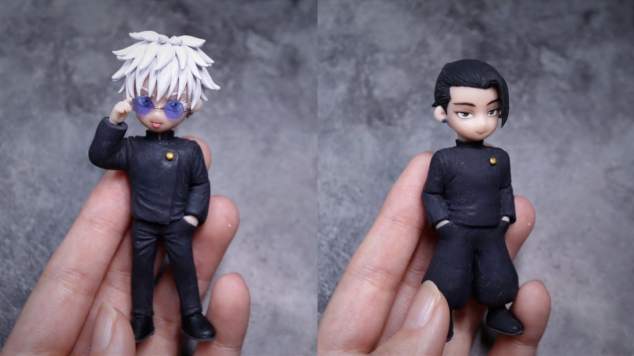 폴리머클레이로 주술회전 회옥.옥절 고죠 게토 SD 피규어 만들기Jujutsu Kaisen gojo geto cute clay ...