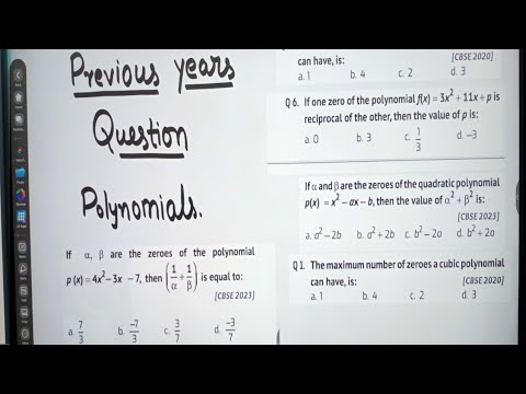 Previous year questions polynomials class 10 Cbse - YouTube