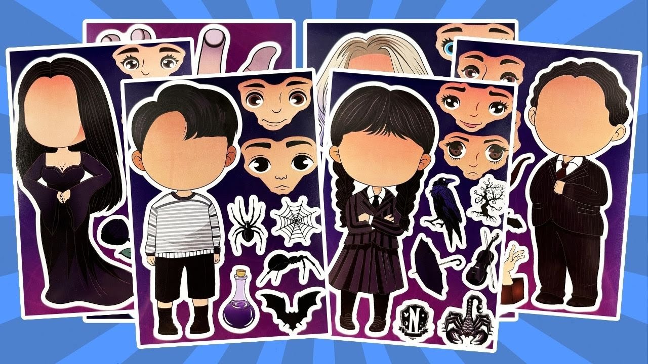 Paper Diy Wednesday Decorate with Sticker Book | Wednesday Addams ...