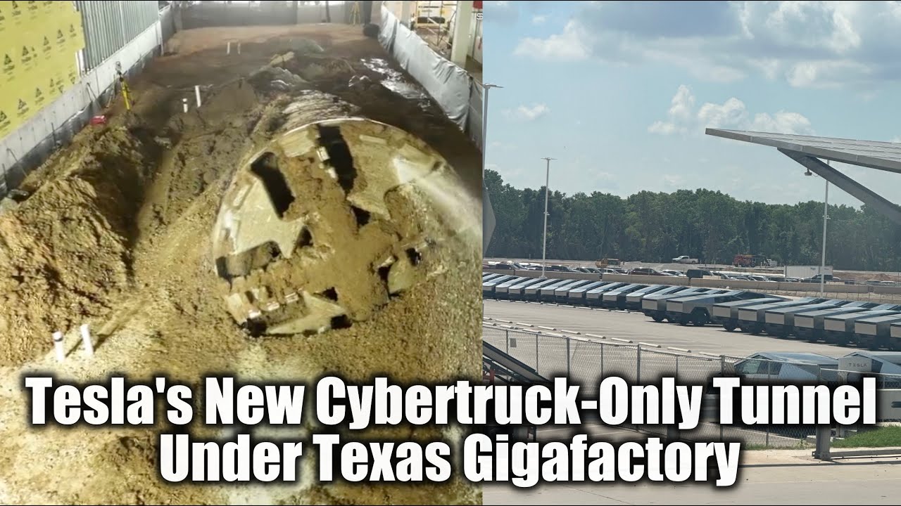 Tesla's New Cybertruck-Only Tunnel Under Texas Gigafactory - YouTube