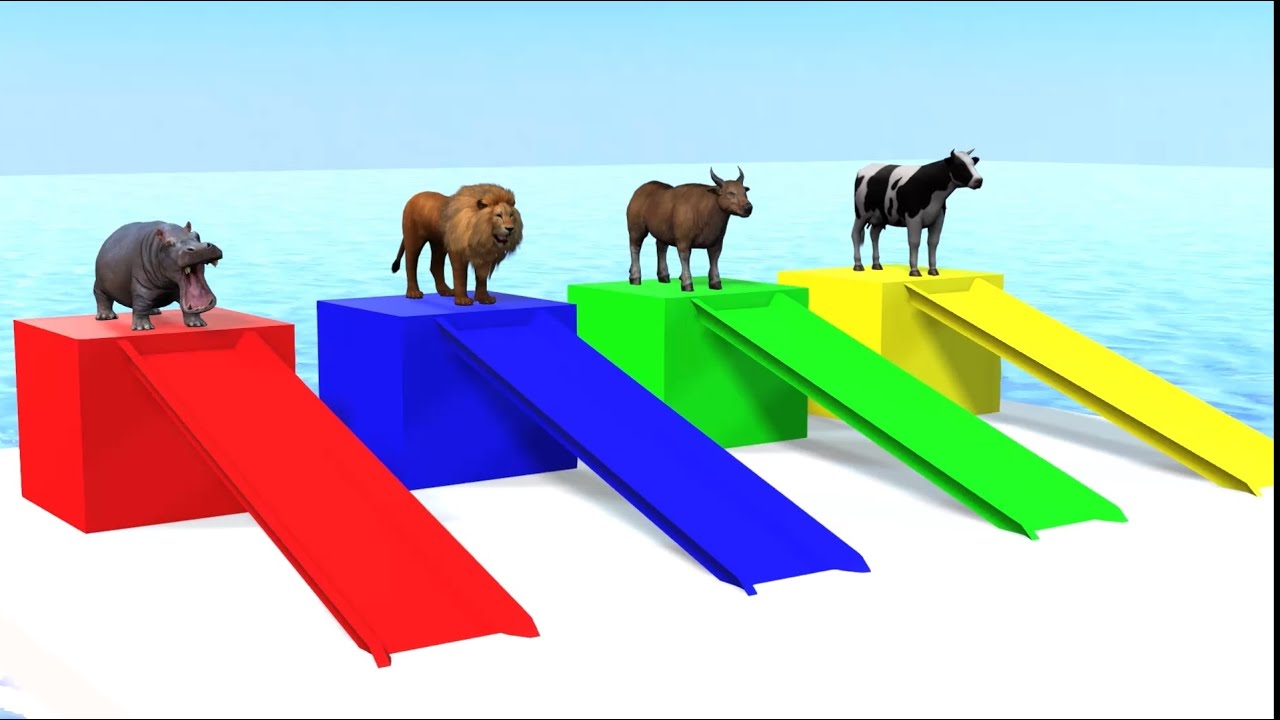 Carton Animals vidio kids genda elephant cow and bull - YouTube