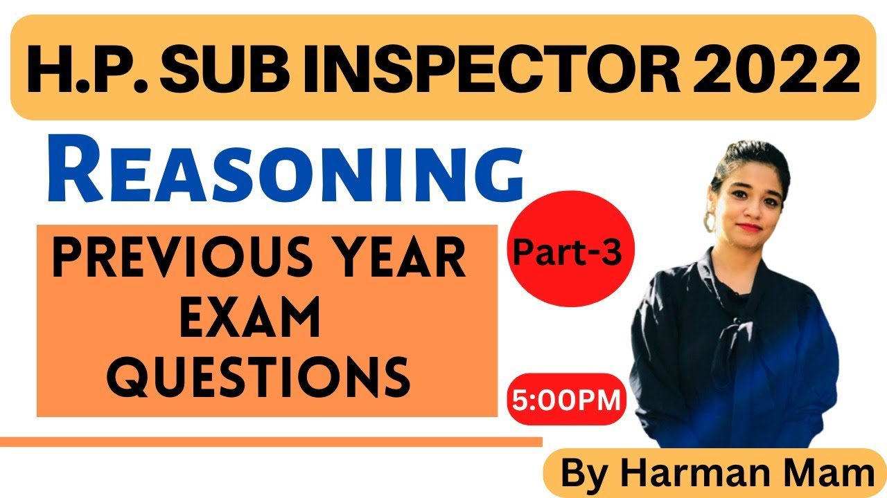 HP Police Sub inspector 2022 | Previous paper Questions | Reasoning ...