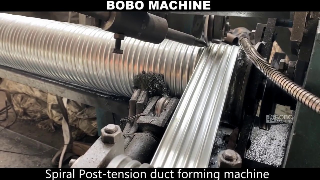 Corrugated tension pipe forming machine - YouTube