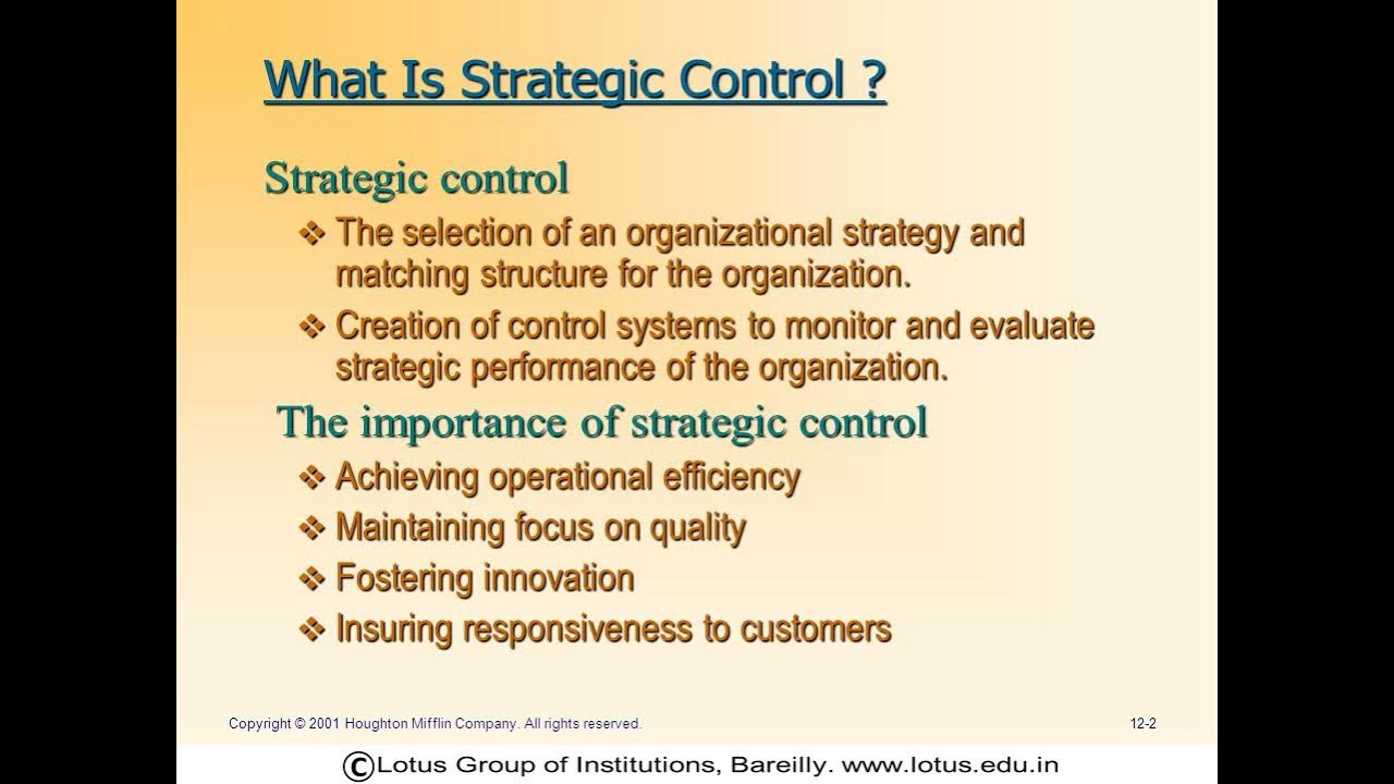 Strategic Control & Types of Strategic Control - YouTube