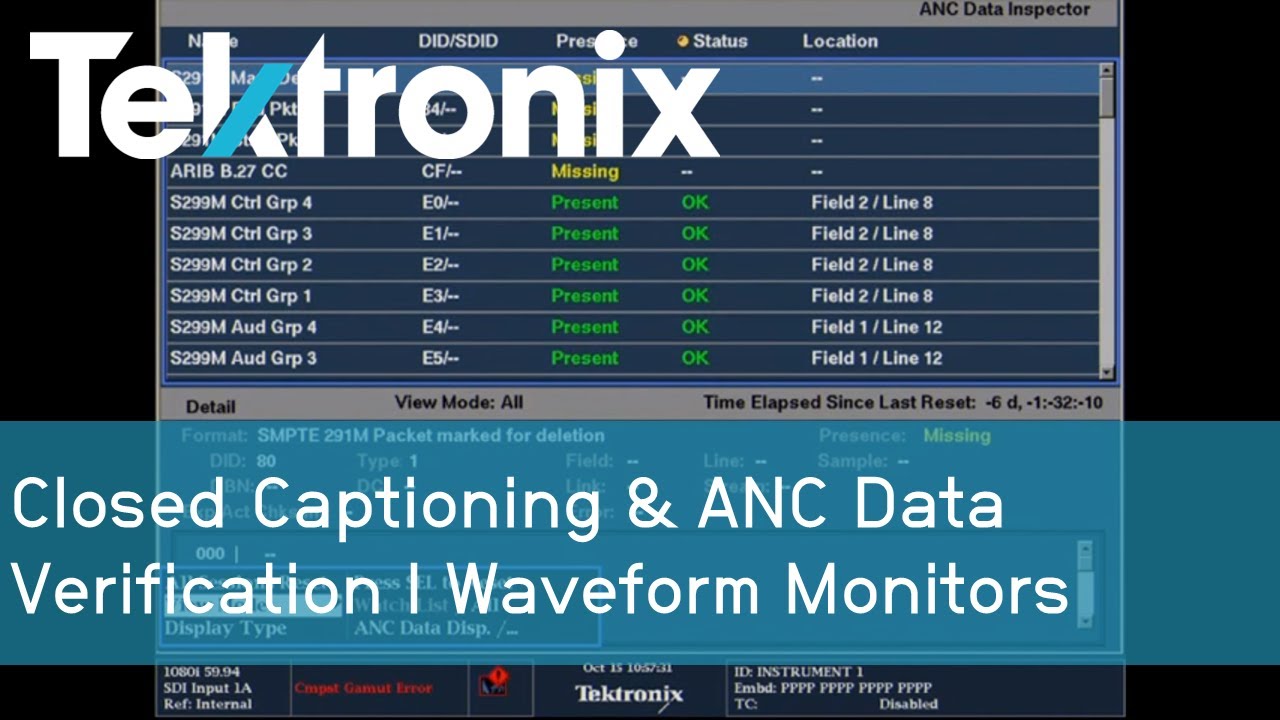 Closed Captioning & ANC Data Verification | Waveform Monitors ...