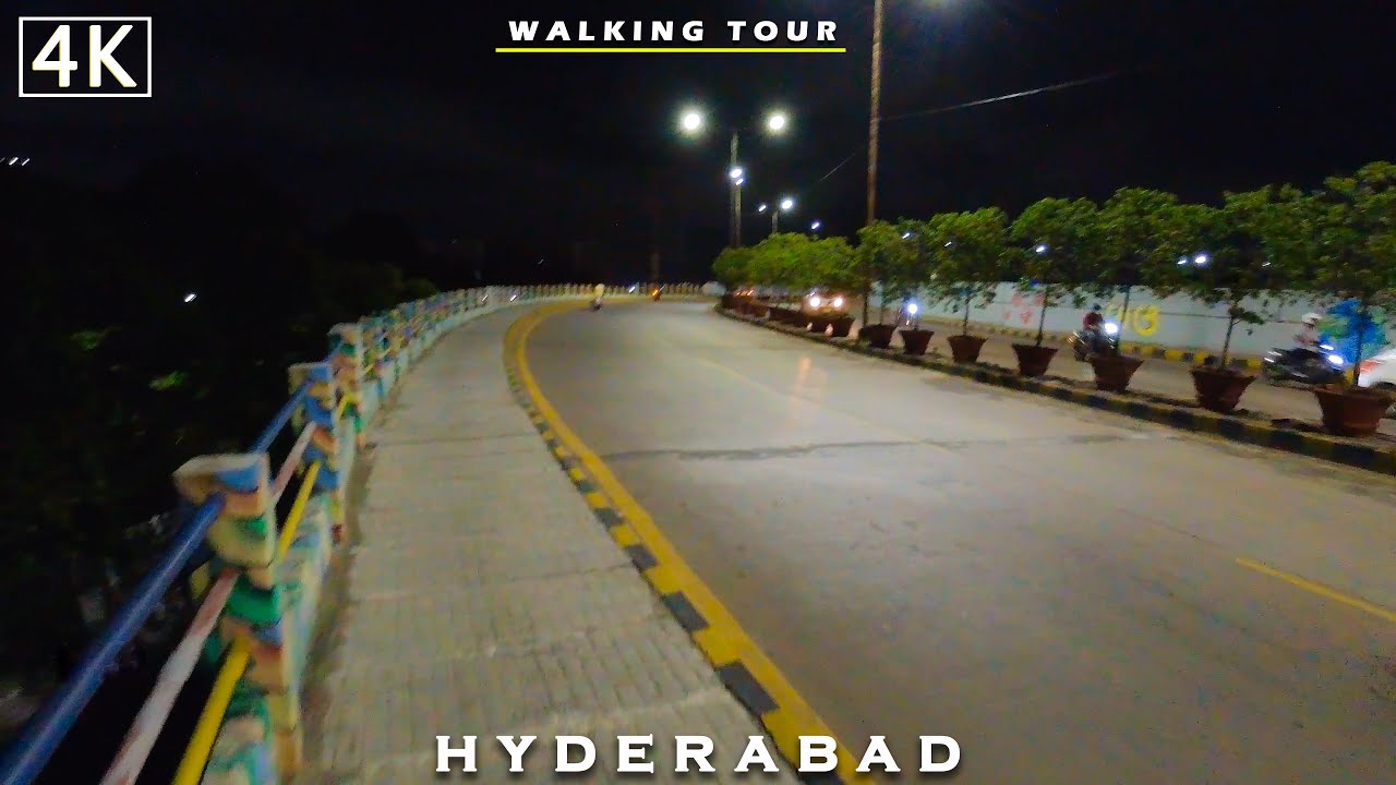 4K Walking tour | Night Walk Around Necklace road, khairatabad flyover ...