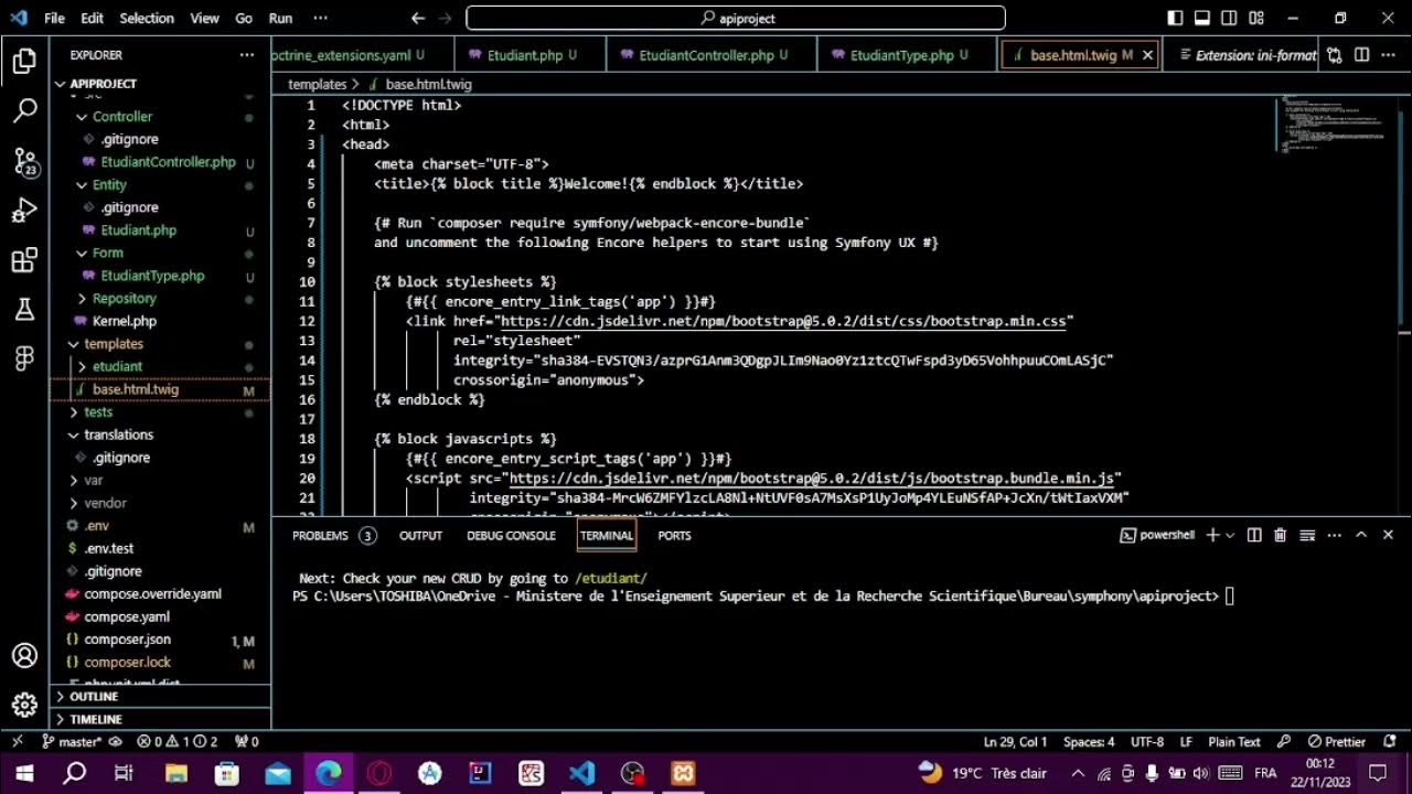 Création d'une Application Symfony de Gestion d'Étudiants Tutoriel Complet partie 1 - YouTube