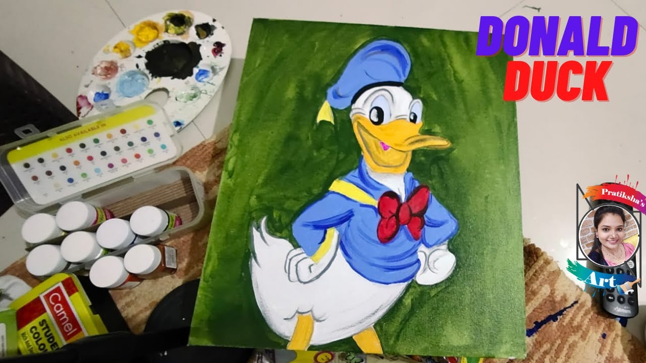 How to Paint a Colorful Donald Duck with Acrylics on Canvas: Step-by ...