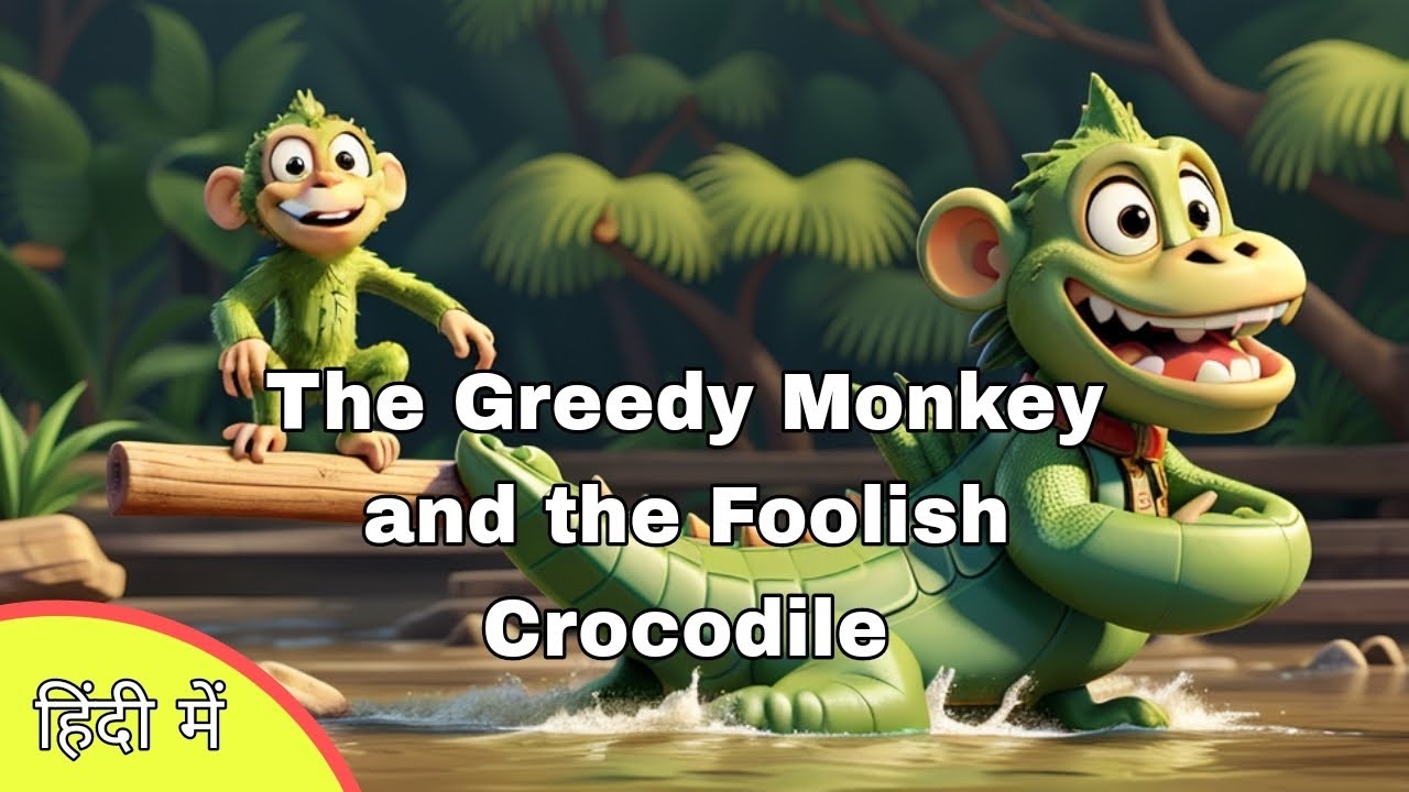 THE GREEDY MONKEY AND THE FOOLISH CROCODILE | हिंदी में | KIDS STORY ...