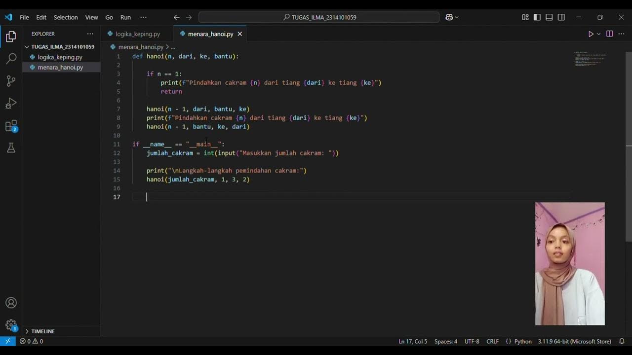 Implementasi Logika Menara Hanoi Menggunakan Bahasa Pemrograman Python - YouTube