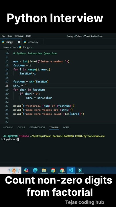 Python Interview check NonZero values from factorial 👍#python #viralvideo #trending #shorts # ...