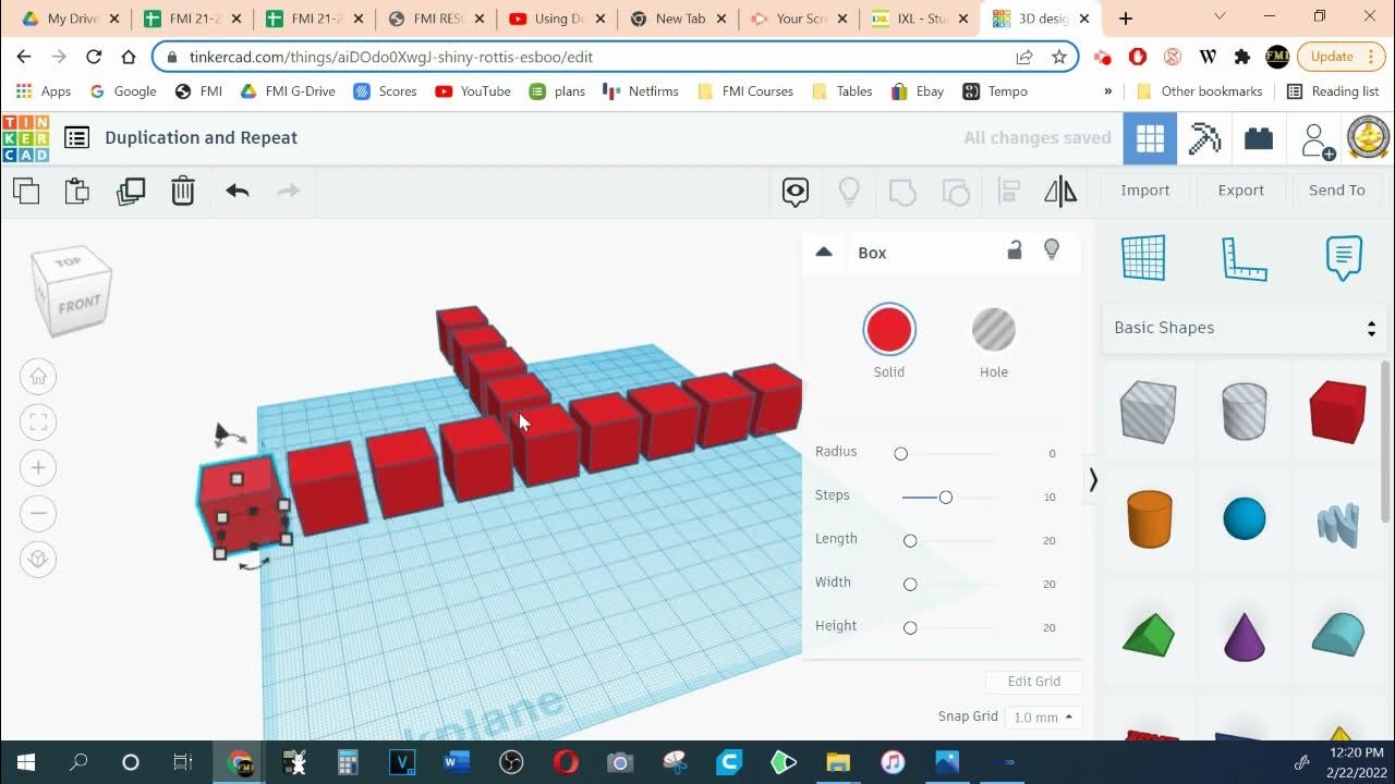 P01: TinkerCad: Duplicate and Repeat part 1 - YouTube
