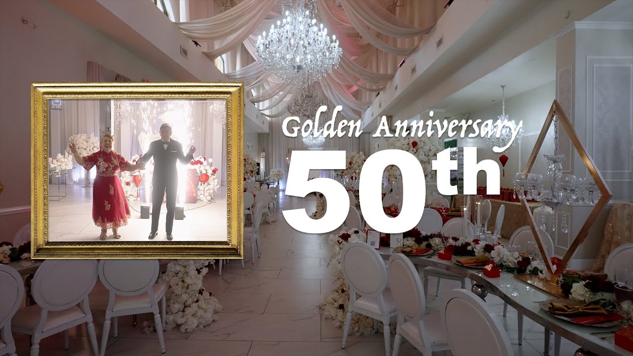Golden 50th Wedding Anniversary Film | Asian Themed Décor, Cloud Dance ...