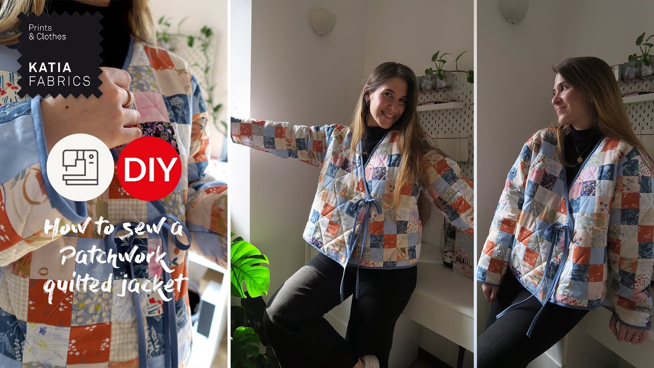 Cómo coser una chaqueta acolchada tipo patchwork ️ Patrón de costura gratuito de Katia Fabrics ...