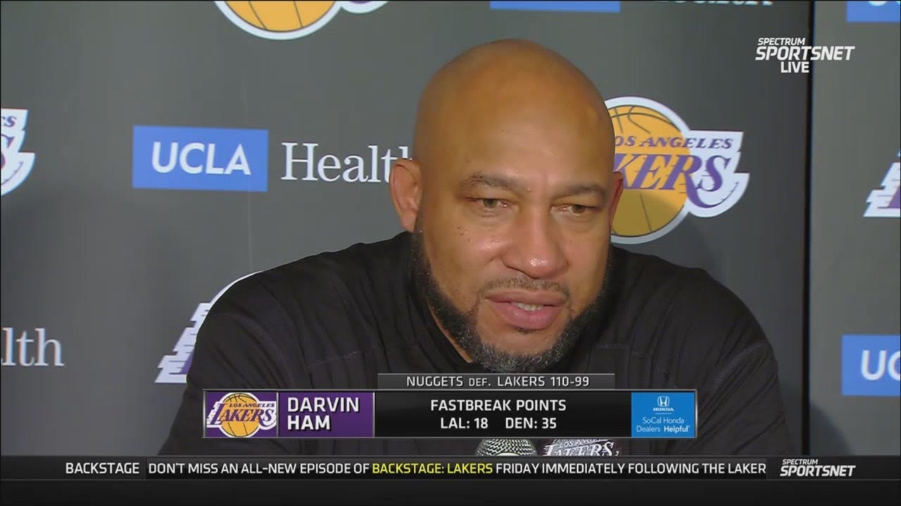 Darvin Ham Postgame Interview | Los Angeles Lakers lose to Denver Nuggets 110-99 - YouTube