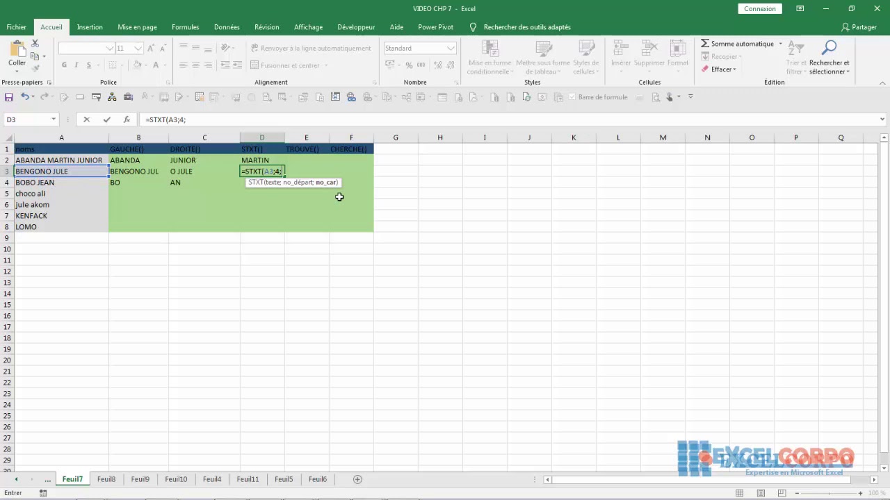 Tuto 40 comment extraire une sous chaine avec les Fonctions GAUCHE ...
