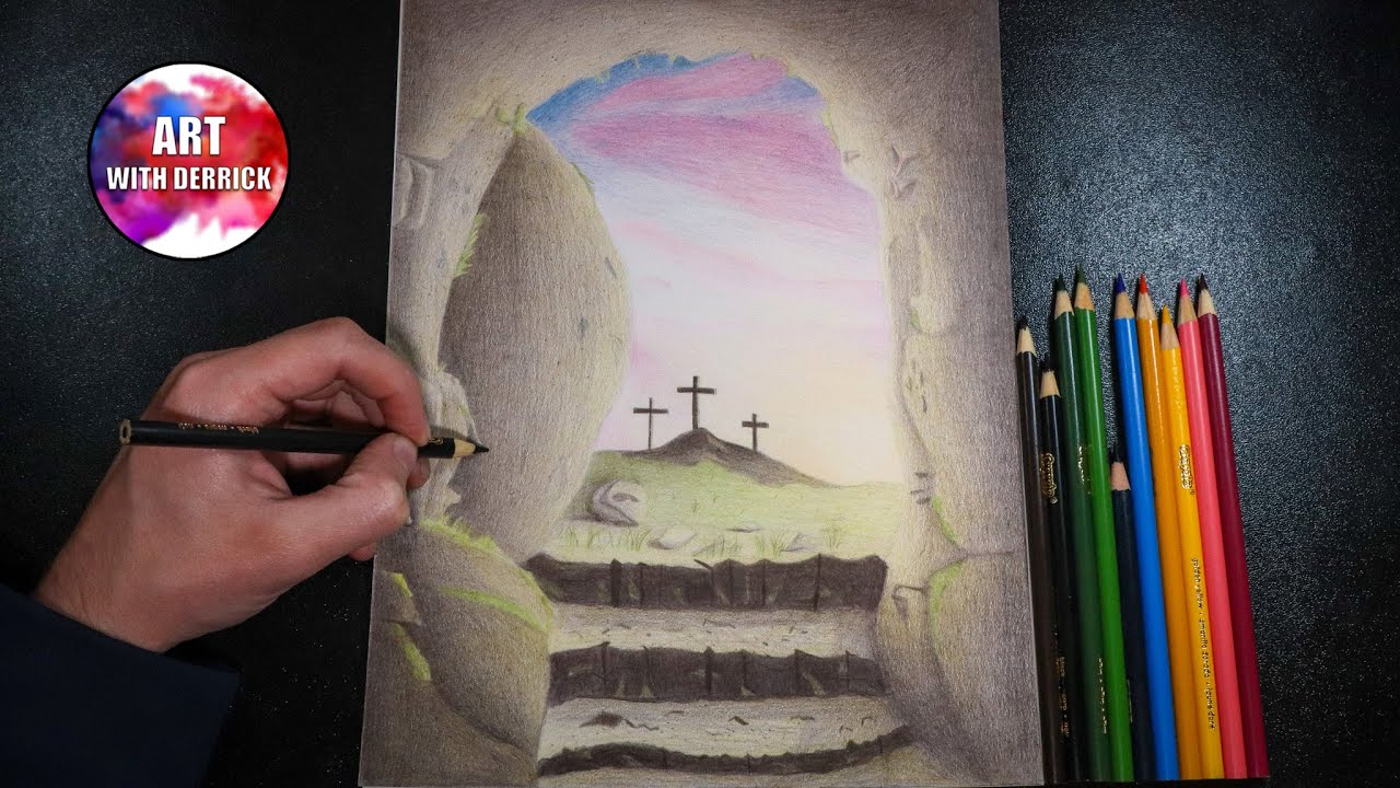 He Has Risen – Easter Drawing of Jesus’ Tomb and Crosses - Time-Lapse ...