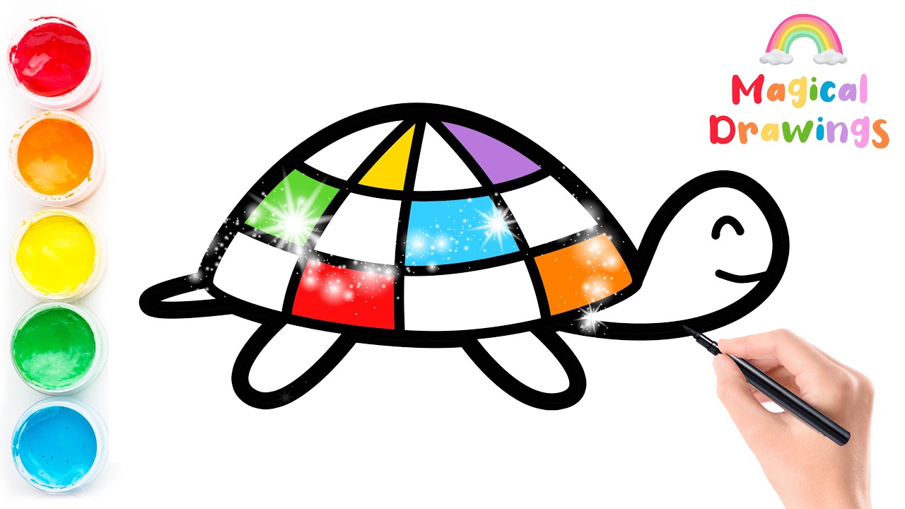 Turtle Drawing, Painting and Coloring for Kids | How to Draw Turtle ...