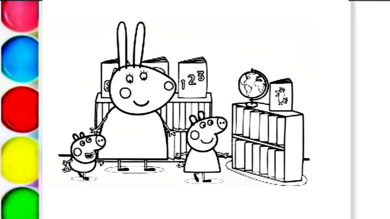 Peppa pig in the library drawing, Peppa tales, Peppa toys, Peppa in ...