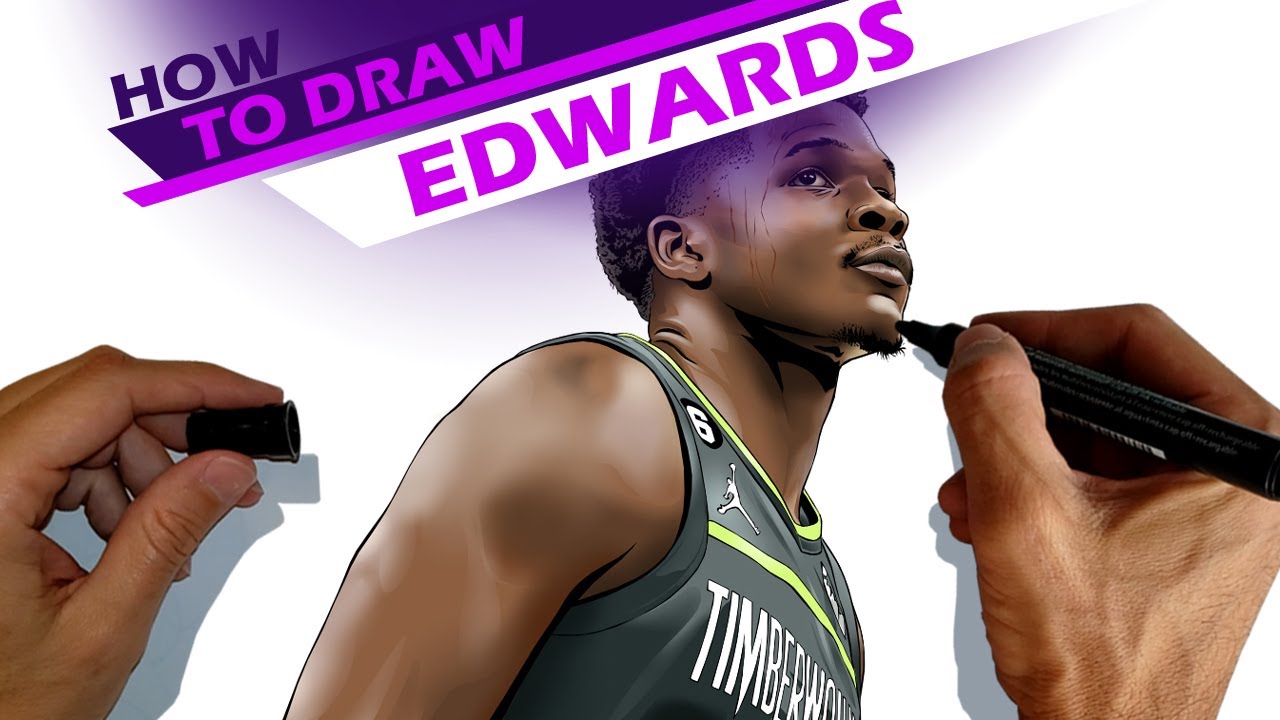 Anthony Edwards, player of the Minnesota Timberwolves of the NBA - How to draw - YouTube