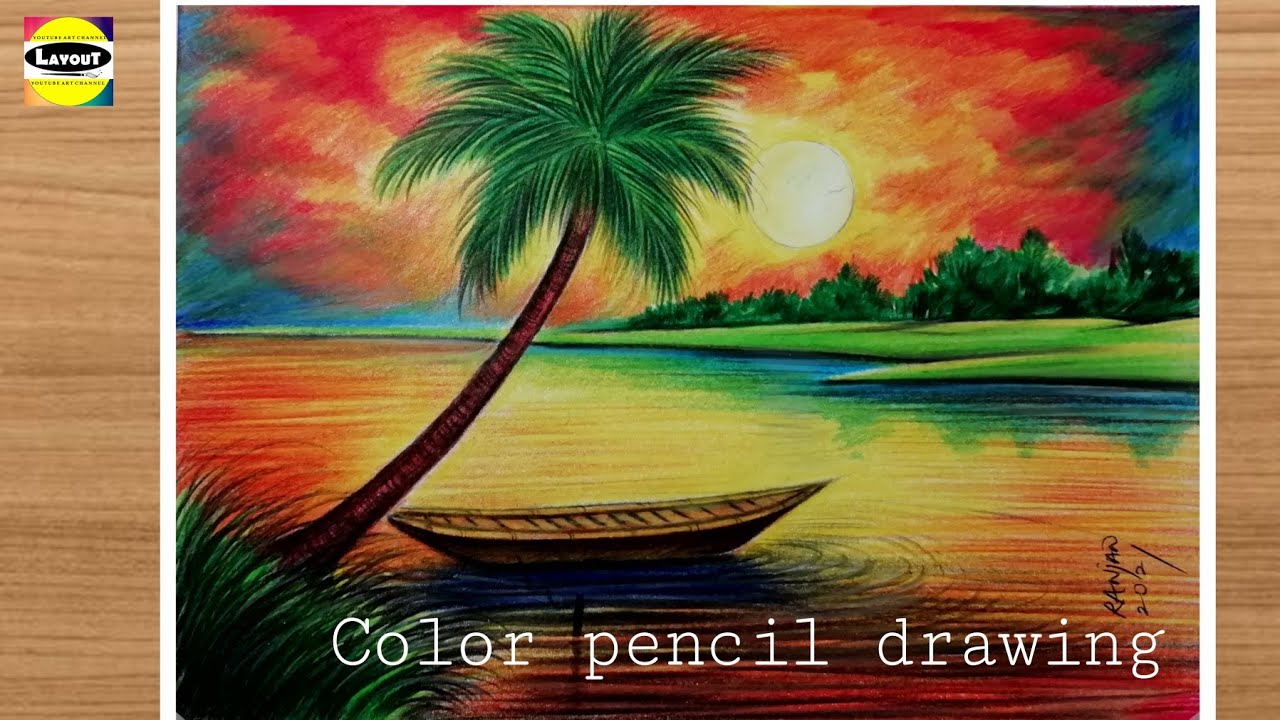 How To Draw A Sunrise With Colored Pencils