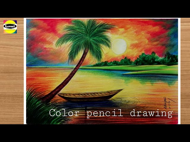 How To Draw A Sunrise With Colored Pencils