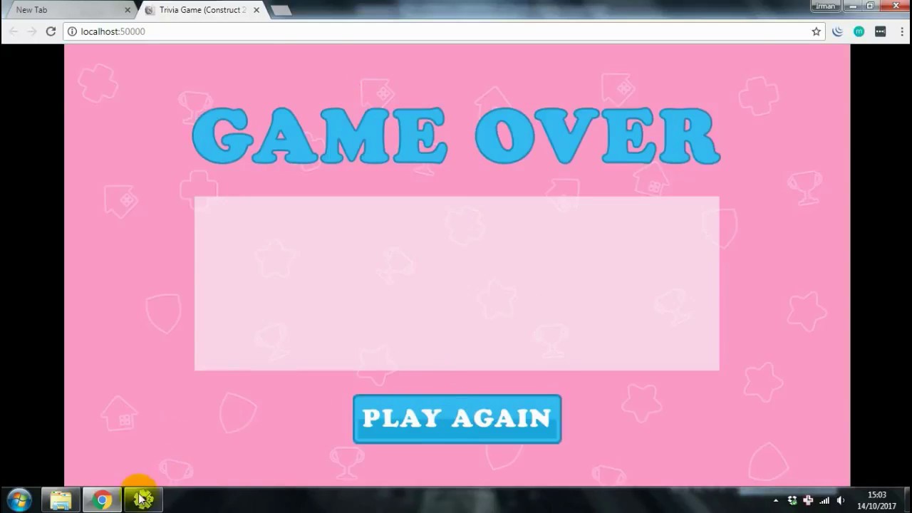 Make a Game like Trivia - 03 - Making Game Over Menu Construct 2 Tutorial 2019 - YouTube