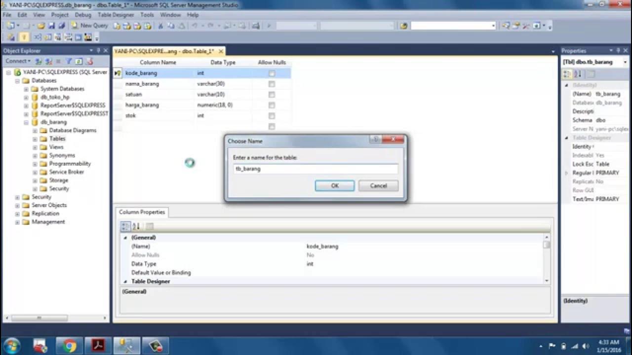 Tutorial #1 - Membuat Database Barang Menggunakan SQL Server - YouTube