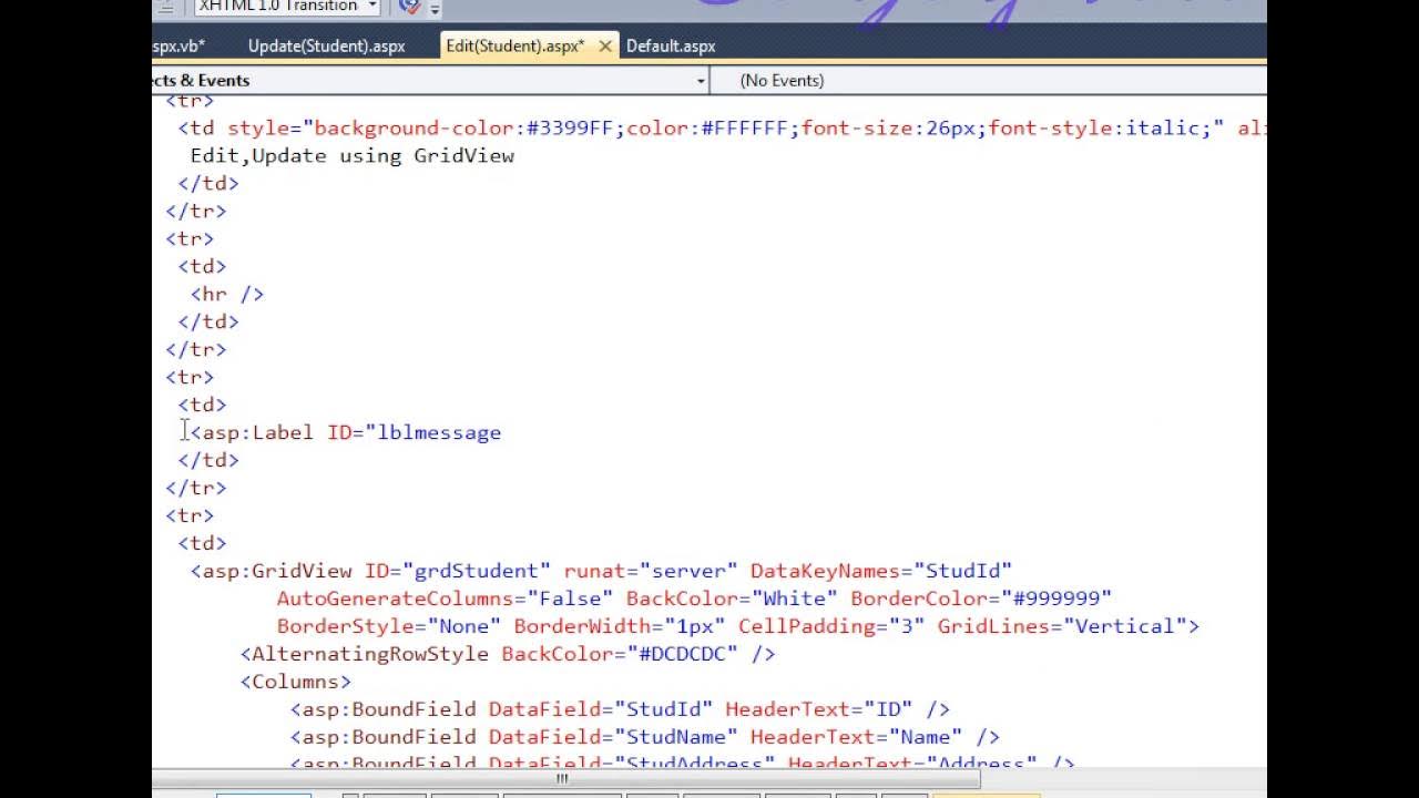 How to Edit,Update the Student Record using GridView - YouTube
