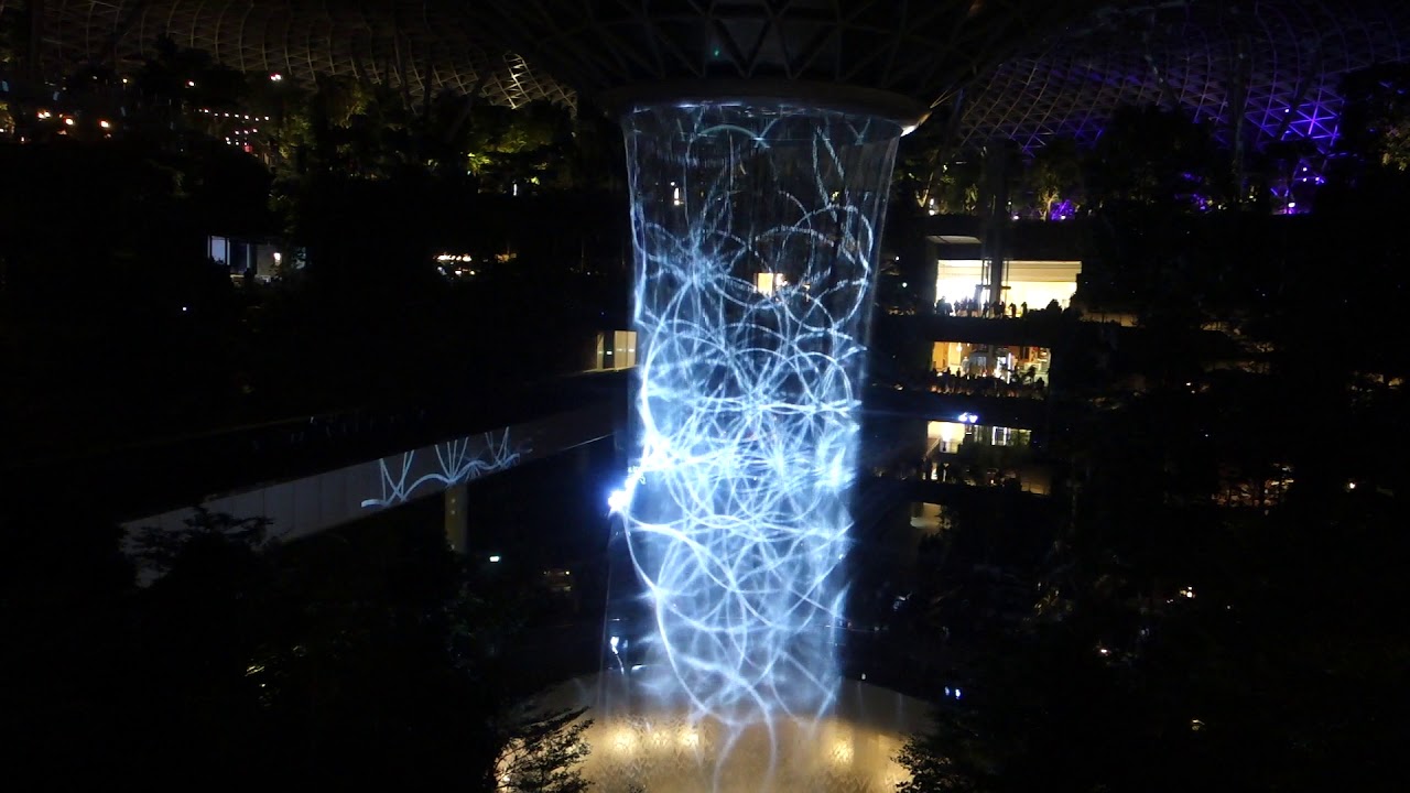 Waterfall light show in Jewel changi - YouTube