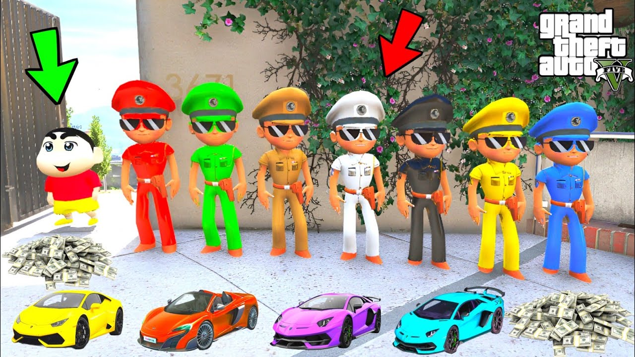 GTA 5 : Shinchan Playing Hide And Seek With Colourful Little Singham In ...