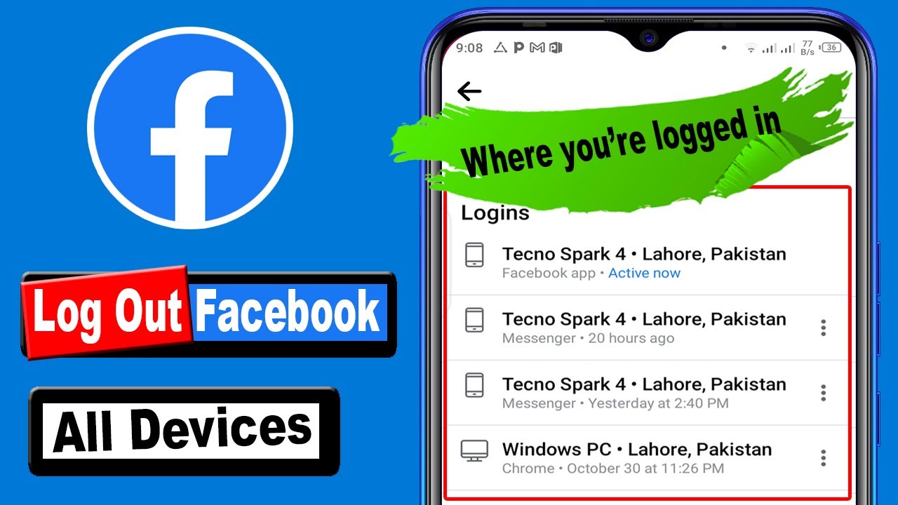 How to Logout Facebook from all devices | Facebook log out - YouTube