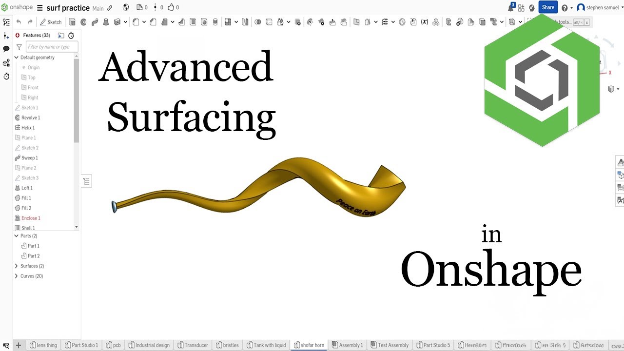 Modeling a Shofar - Onshape Advanced Surfacing Strategy Walk-Through ...