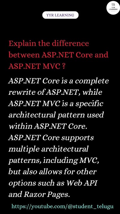 Explain the difference between ASP.NET Core and ASP.NET MVC? @YYRLearning_official #aspmvc - YouTube