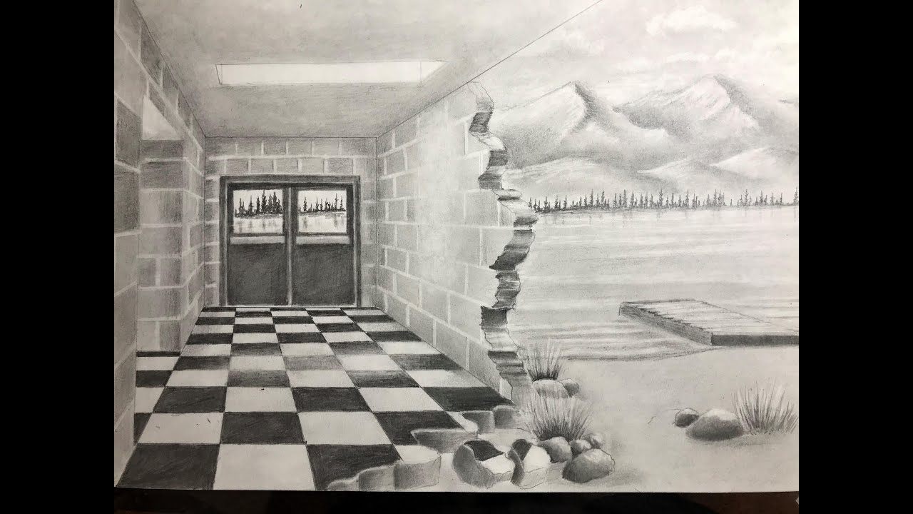 1 Point Perspective Hallway and Landscape. - YouTube